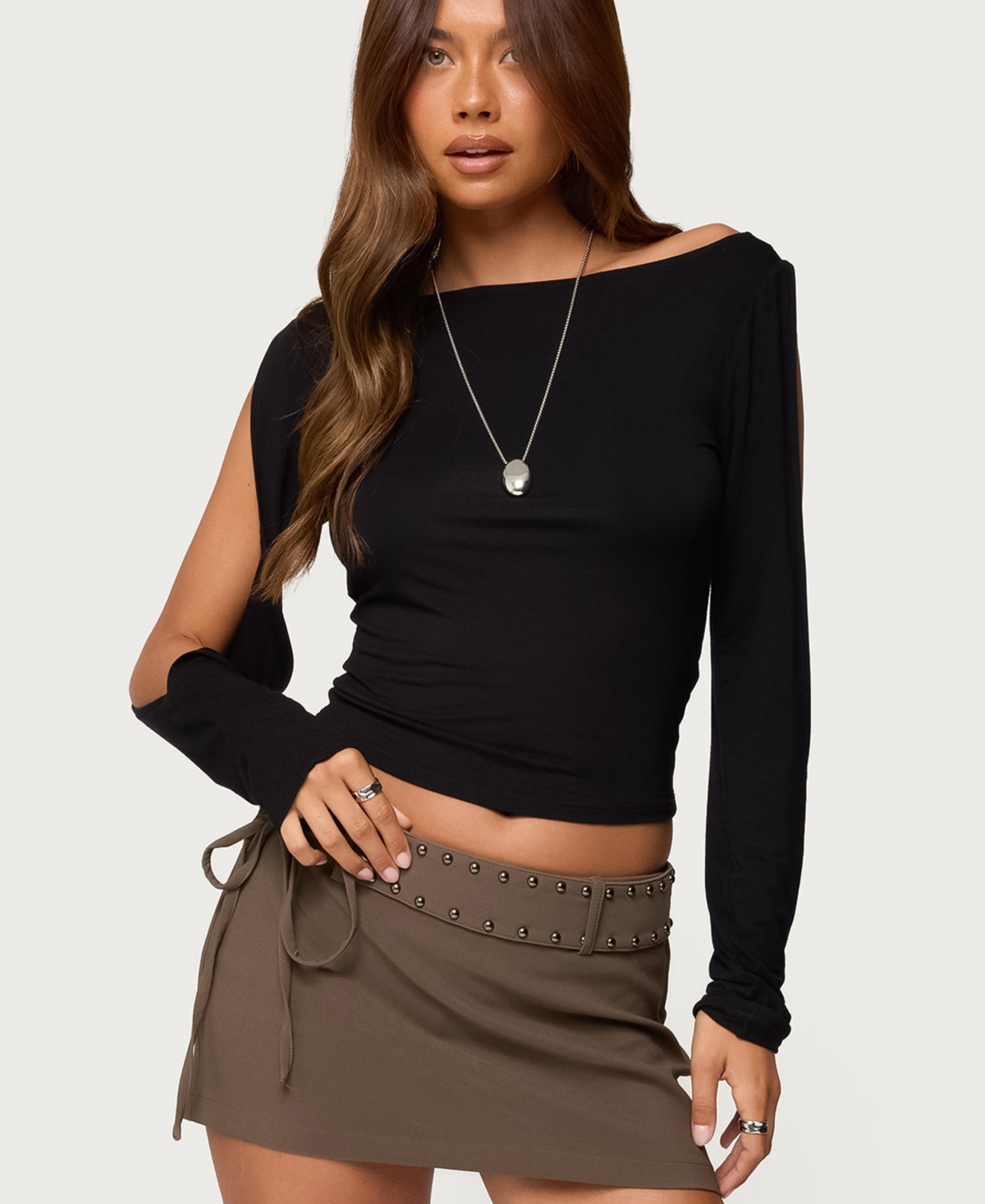 Click here for Edikted Womens Cade Cutout Sleeves Boat Neck Top -... prices