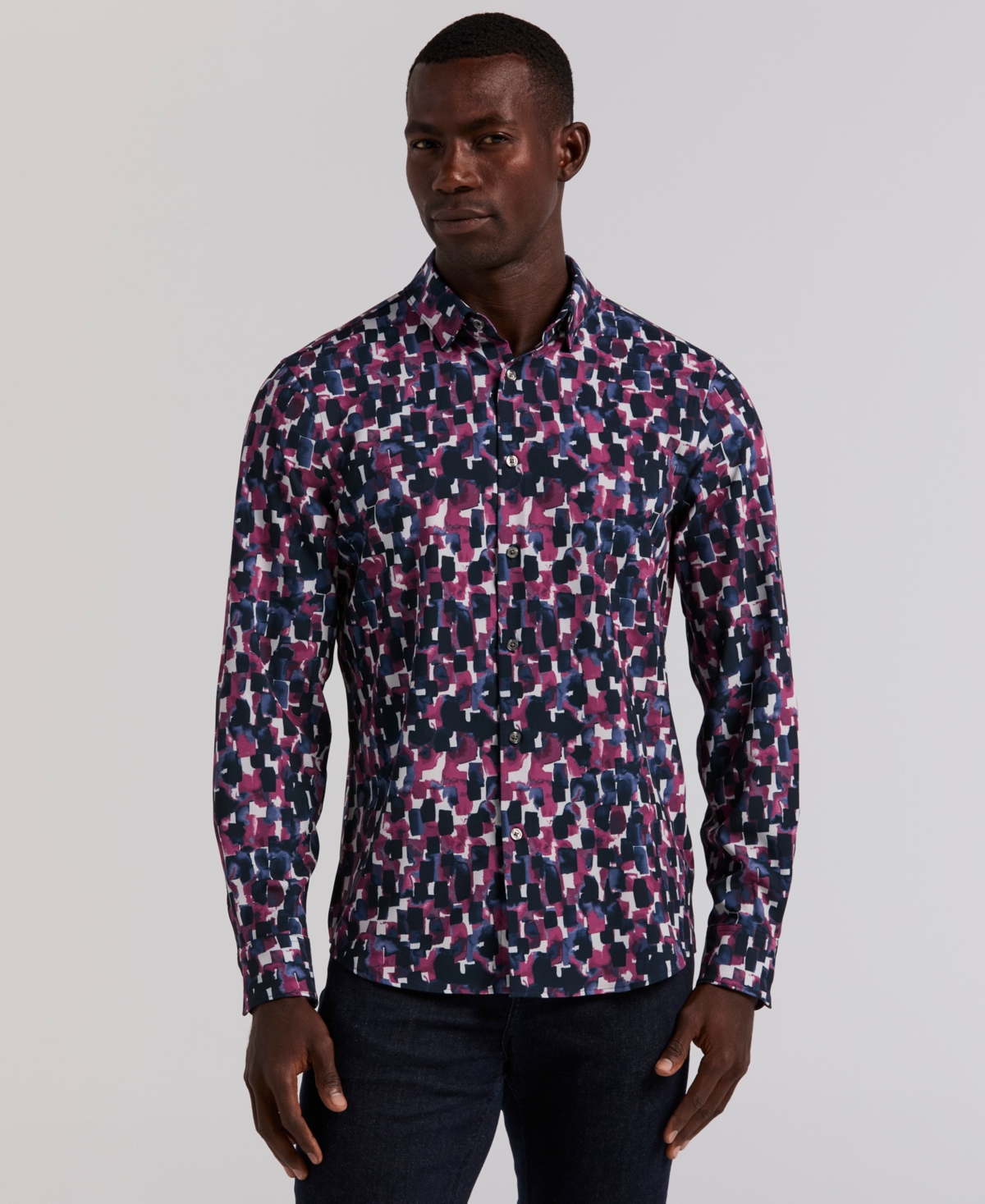 Click here for Perry Ellis Mens Long Sleeve Slim Fit Shirt - Moon... prices