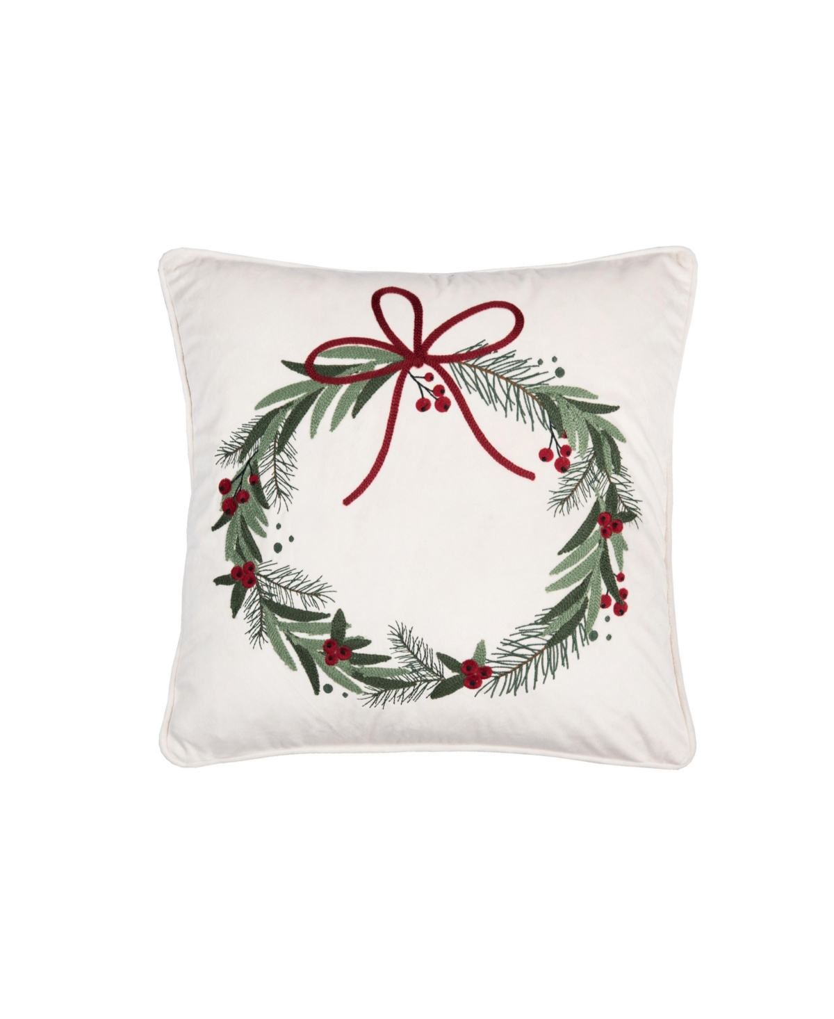 Click here for Red Bow Christmas Wreath Accent Throw Pillow 18&#x... prices