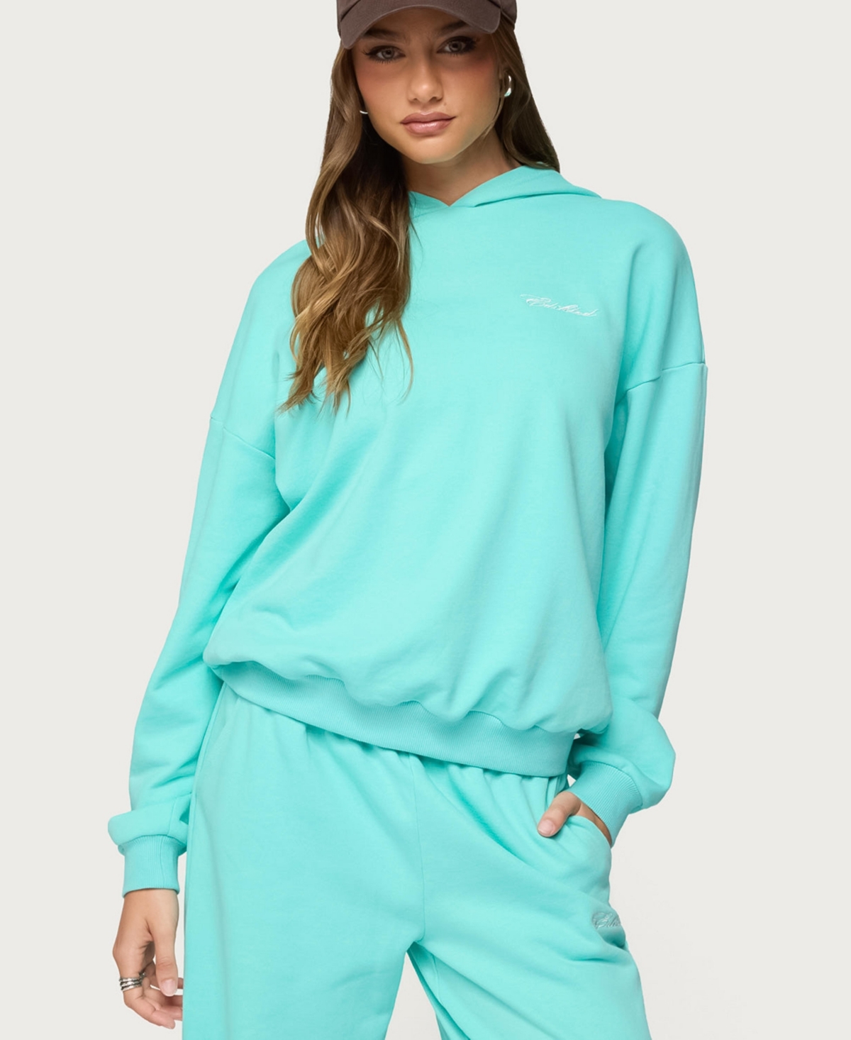 Click here for Edikted Womens Only Oversized Hoodie - Aqua prices