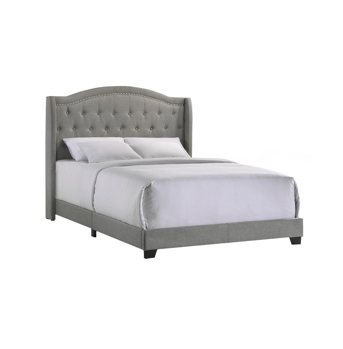 Intercon Rhyan Queen Uph Bed in Rhyan Smoke Fabric - Grey