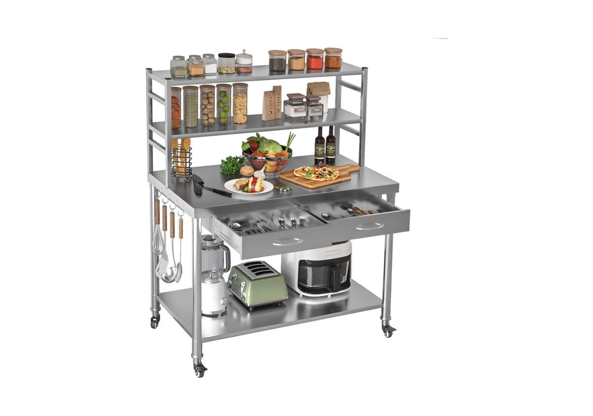Click here for Aecojoy Stainless Steel Table with Shelves and Dra... prices