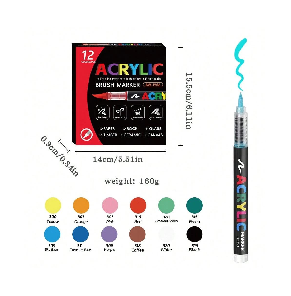 Click here for Htutwoo 12 Vivid Colors  Acrylic Paint Markers Bru... prices