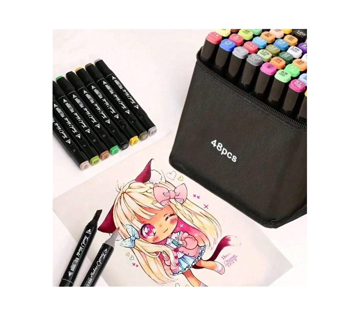 Click here for Htutwoo 48 Color Art Markers Set - Vibrant  Blenda... prices