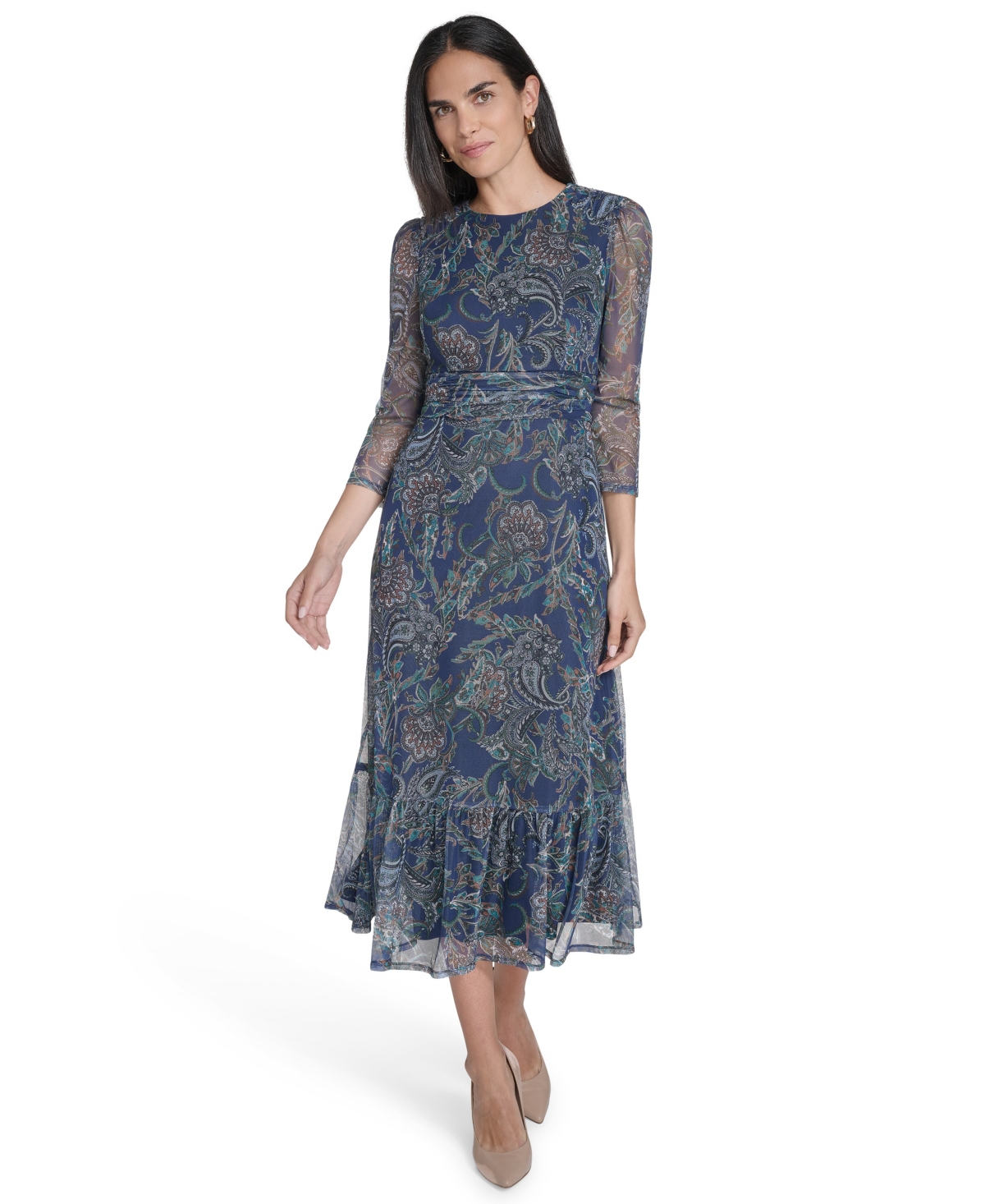 Click here for Jessica Howard Womens Puff Sleeves Ruched Dress -... prices