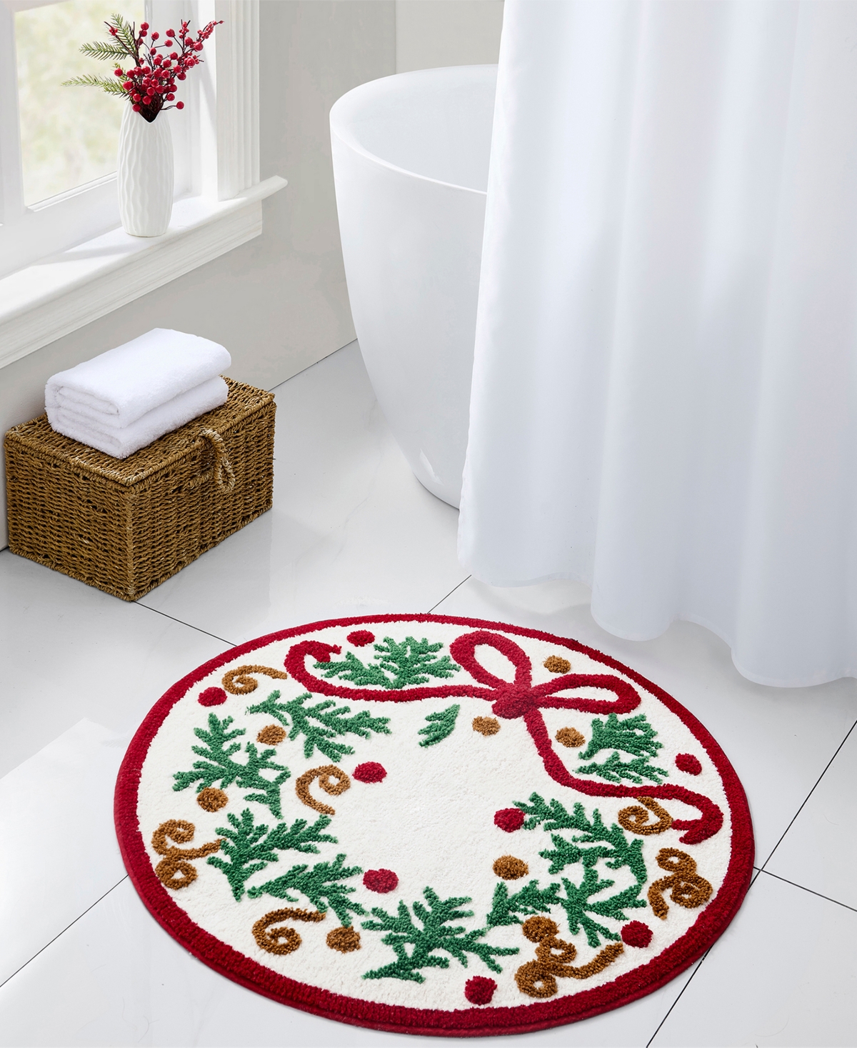 Click here for Hallmark Christmas Wreath Tufted Holiday Bath Rug... prices