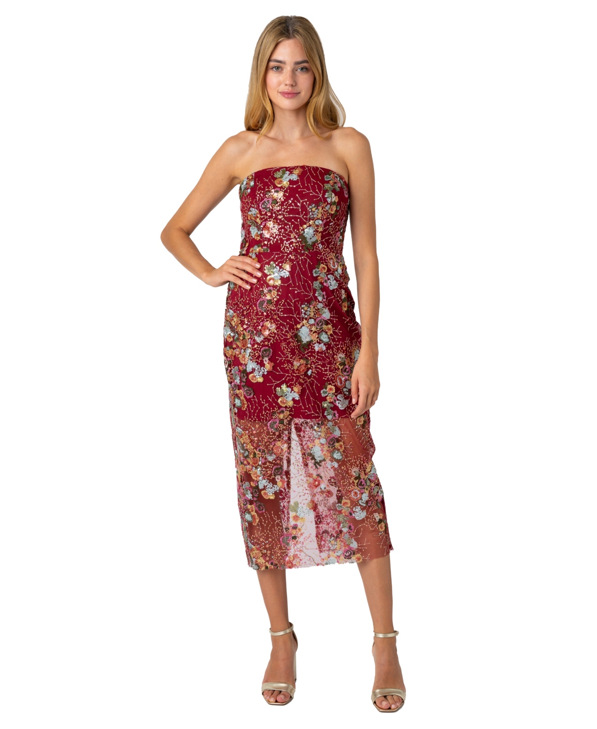 Click here for Sam Edelman Womens Floral Sequin Strapless Dress -... prices