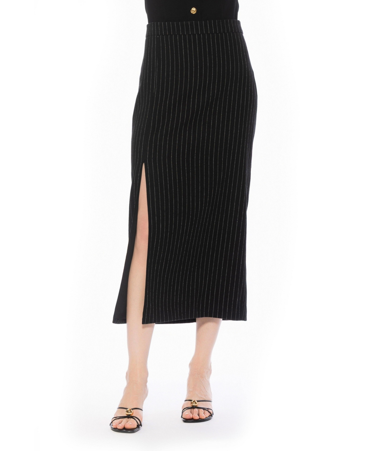 Click here for Alexia Admor Womens Onyx Striped Skirt - Black pin... prices