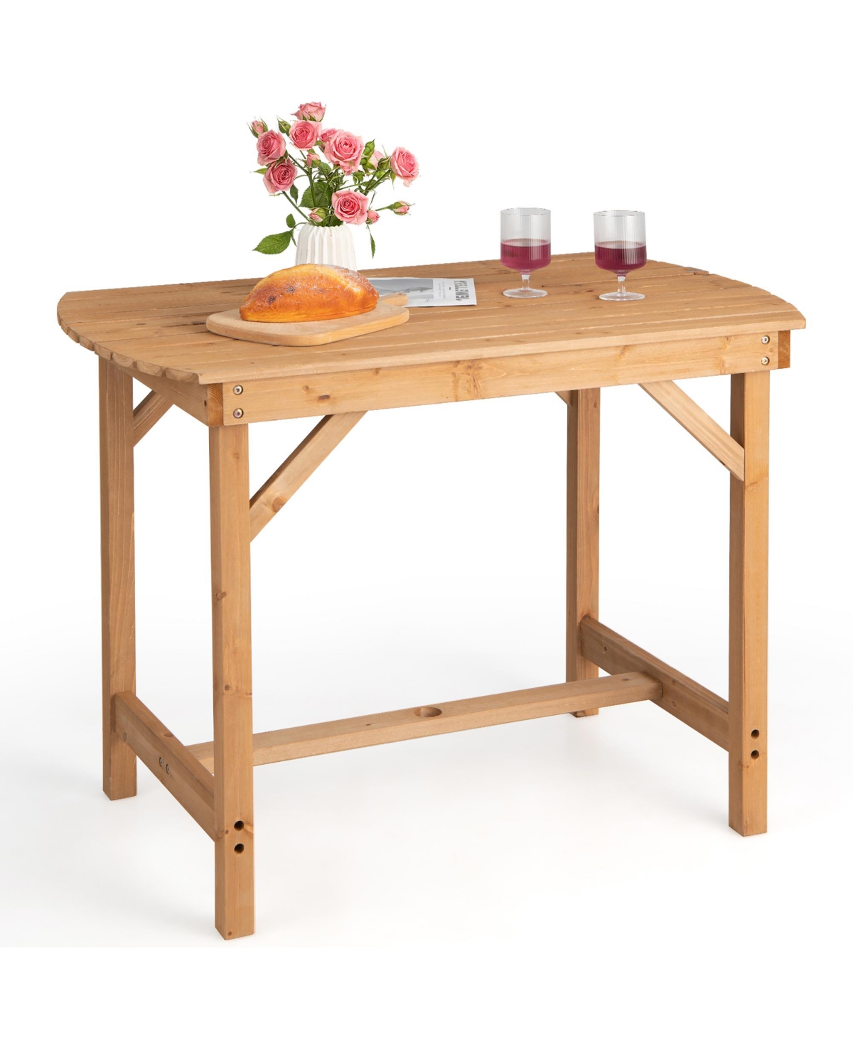 Click here for Gymax Outdoor Fir Wood Dining Table 1.5 Umbrella H... prices
