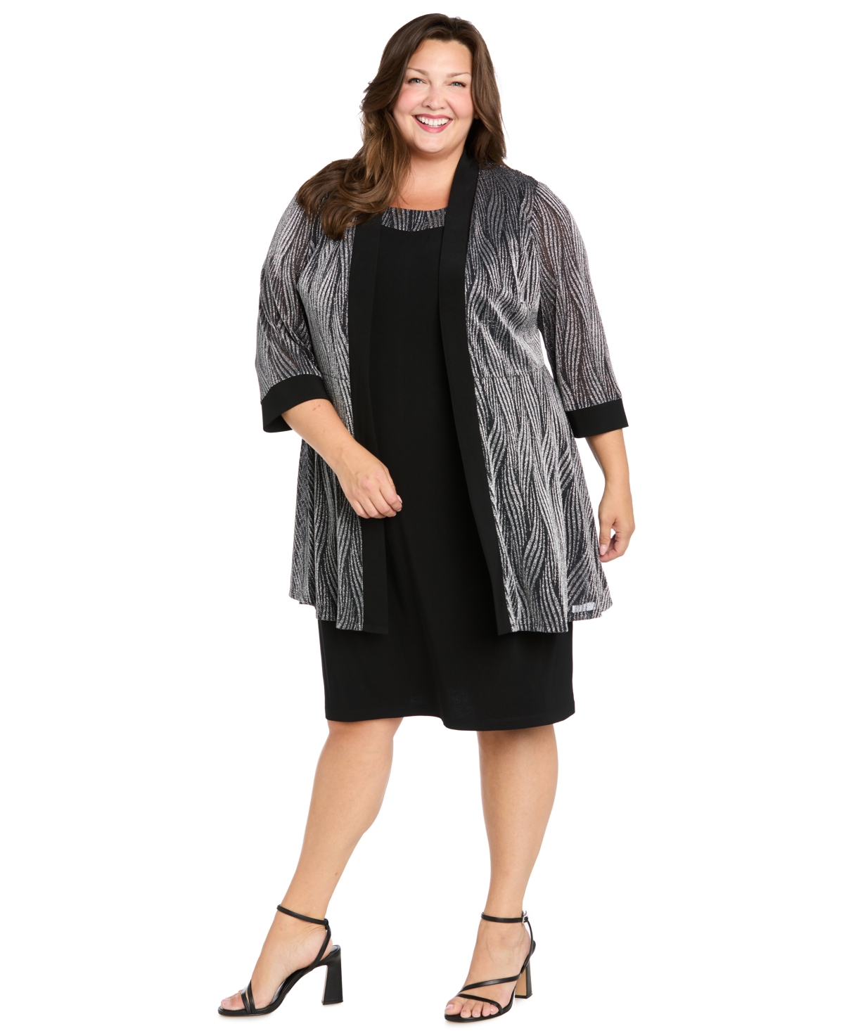 Click here for R & M Richards Plus Size Glitter Jacket Dress - Bl... prices