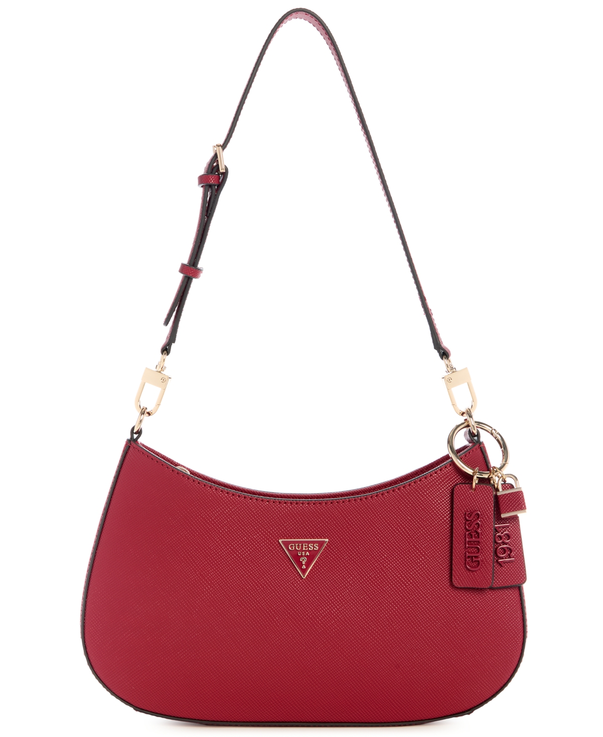 Click here for Guess Noelle Top Zip Shoulder Bag - Garnet prices