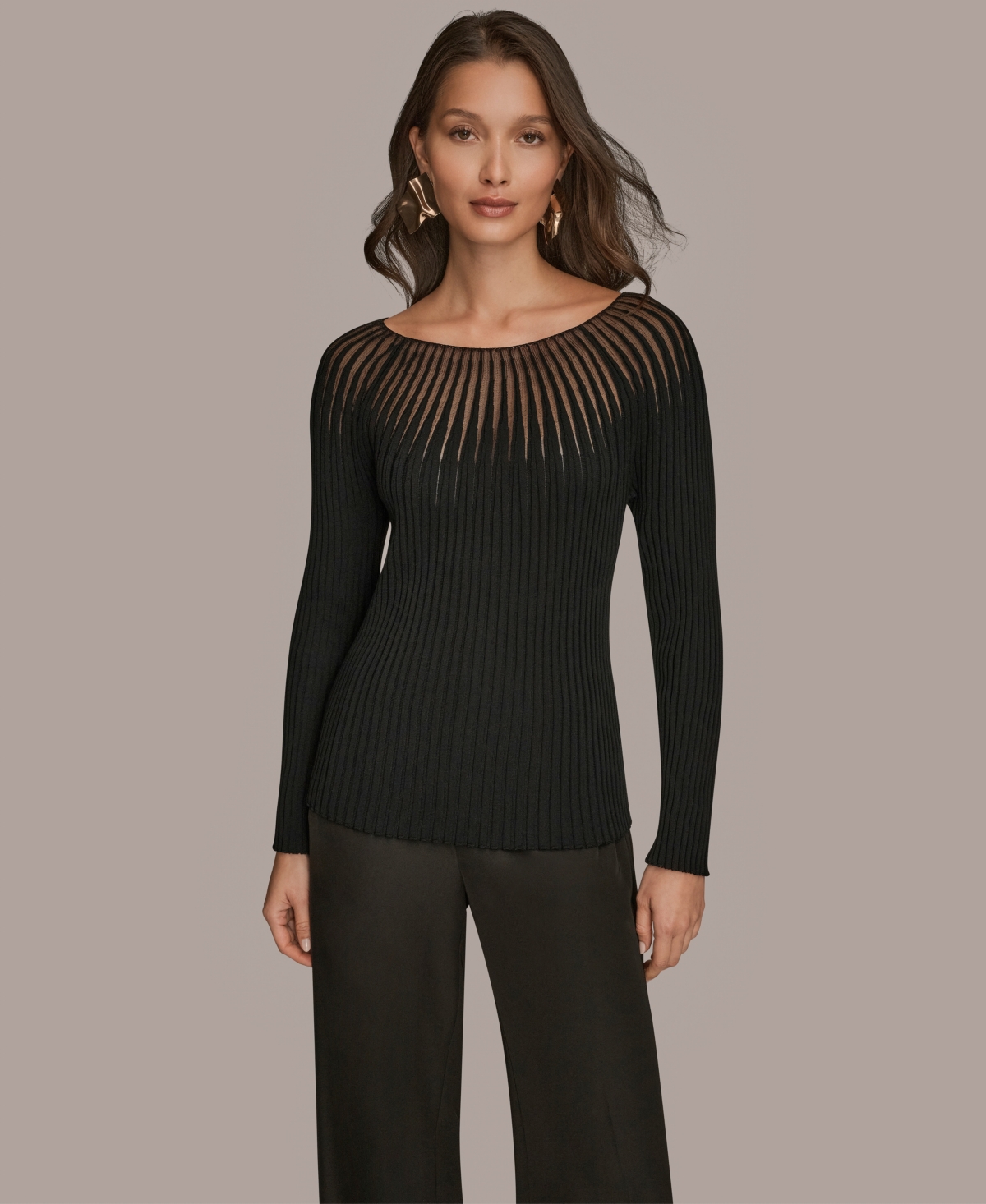 Click here for Donna Karan New York Womens Collared Knit Long Sle... prices