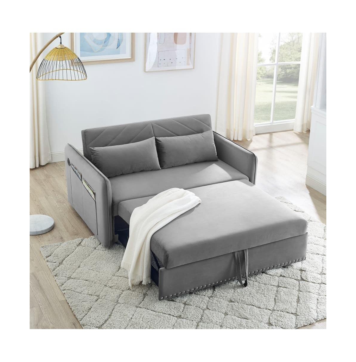 Click here for 55 Pull-Out Sleeper Sofa Bed with Usb Ports  Adjus... prices