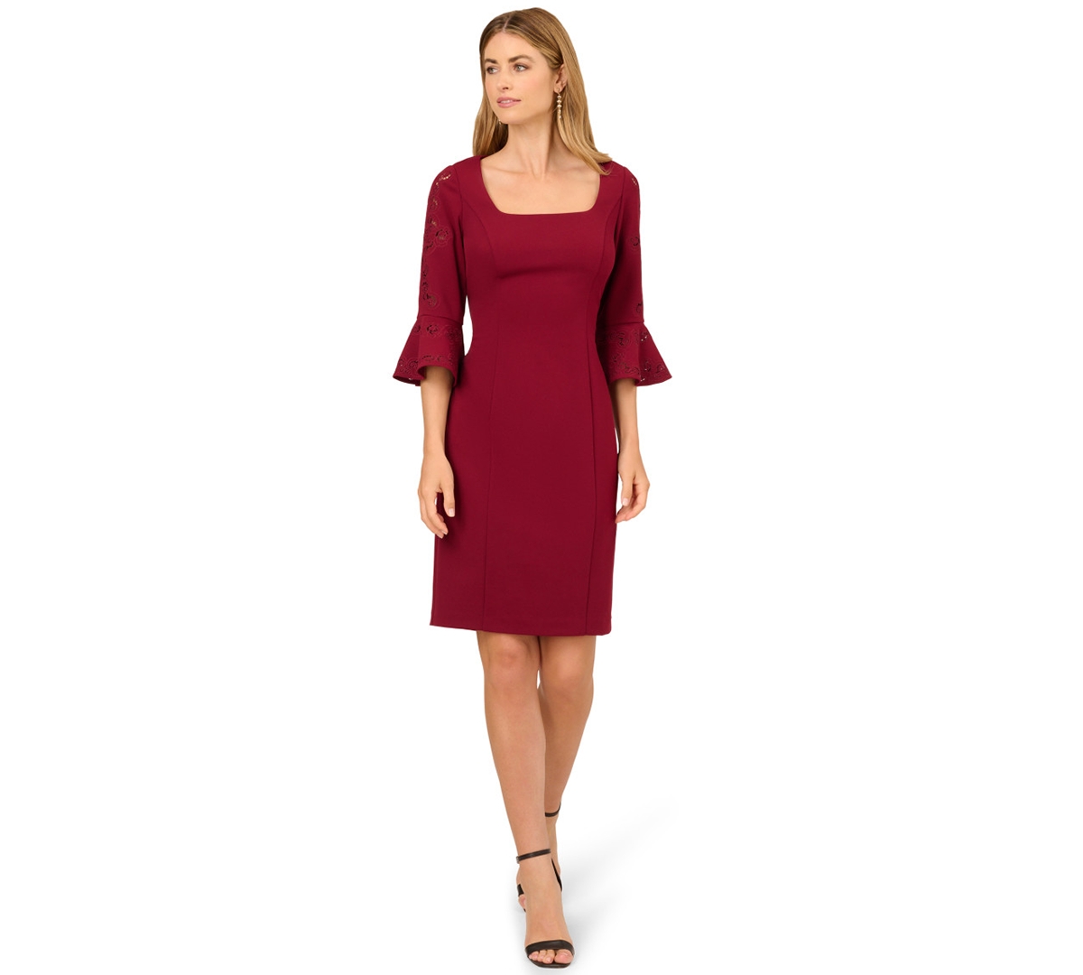 Click here for Adrianna Papell Womens Novelty Knit Bell Sleeve Sh... prices