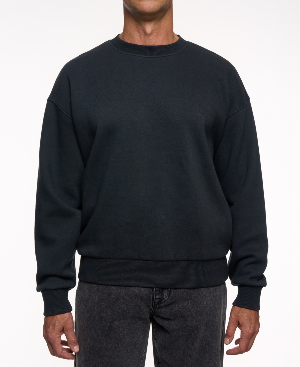 Click here for Lazer Mens Fleece Crewneck Sweatshirt - Washed Bla... prices