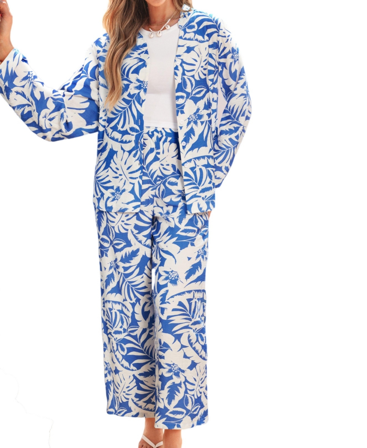 Click here for Cupshe Womens Tropical Leaf Print Matching Set - B... prices