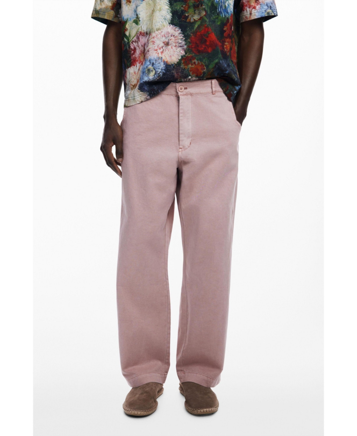 Click here for Desigual Mens Long pants with topstitching - Pink prices