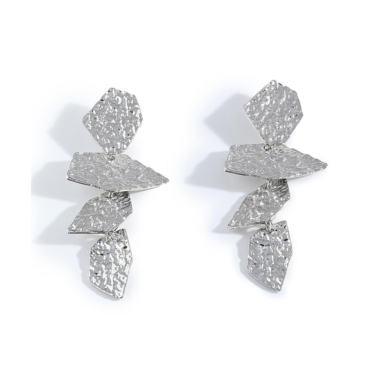 Click here for Sohi Womens White Dented Drop Earrings - Silver prices
