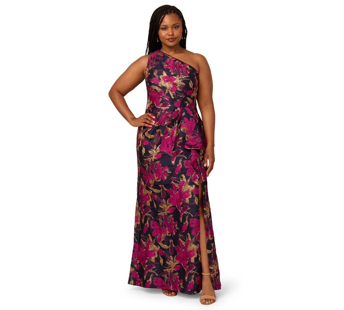 Click here for Adrianna Papell Plus Size Metallic Jacquard One-Sh... prices