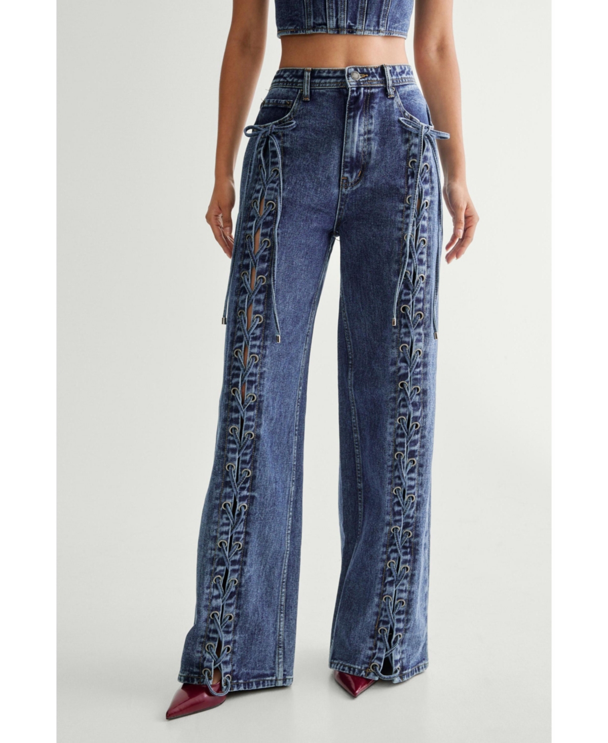 Click here for Nasty Gal Womens Lace Front Detail Jean - Authenti... prices