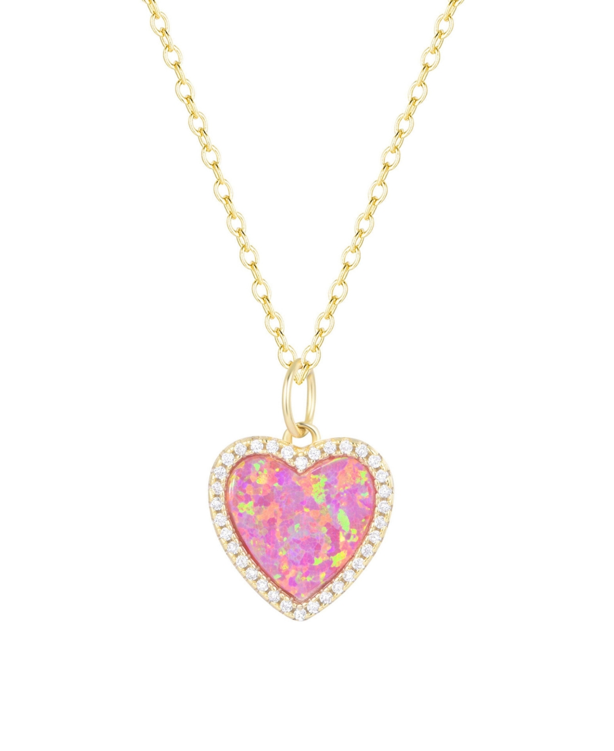 Click here for Kamaria Heart Necklace with Lab-Grown Opal in 14k... prices