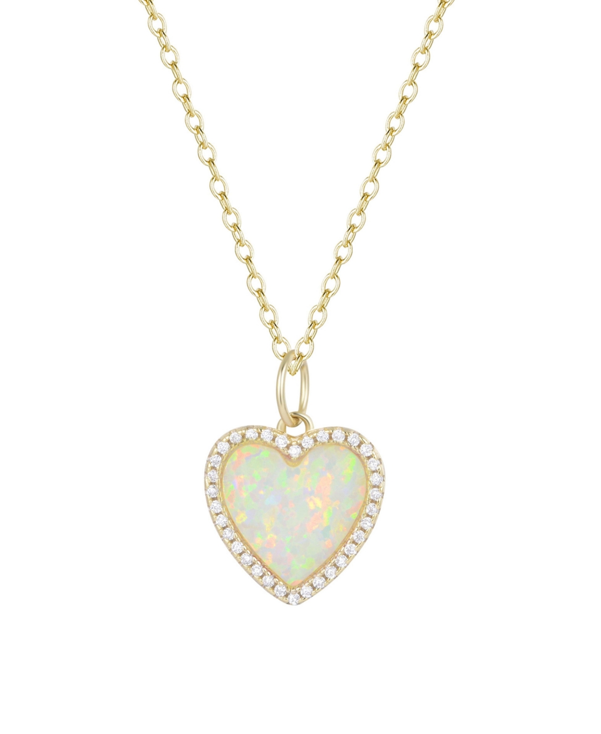 Click here for Kamaria Heart Necklace with Lab-Grown Opal in 14k... prices