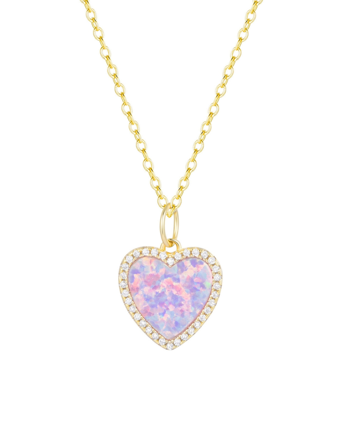 Click here for Kamaria Heart Necklace with Lab-Grown Opal in 14k... prices