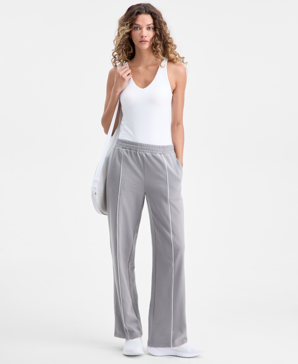 Click here for Id Ideology Womens Piping-Trim Fleece Pull-On Pant... prices