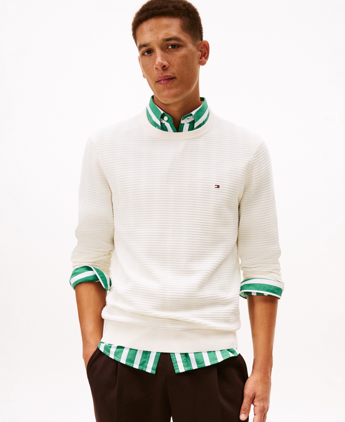Click here for Tommy Hilfiger Mens Crewneck Seasonal Sweater - Iv... prices