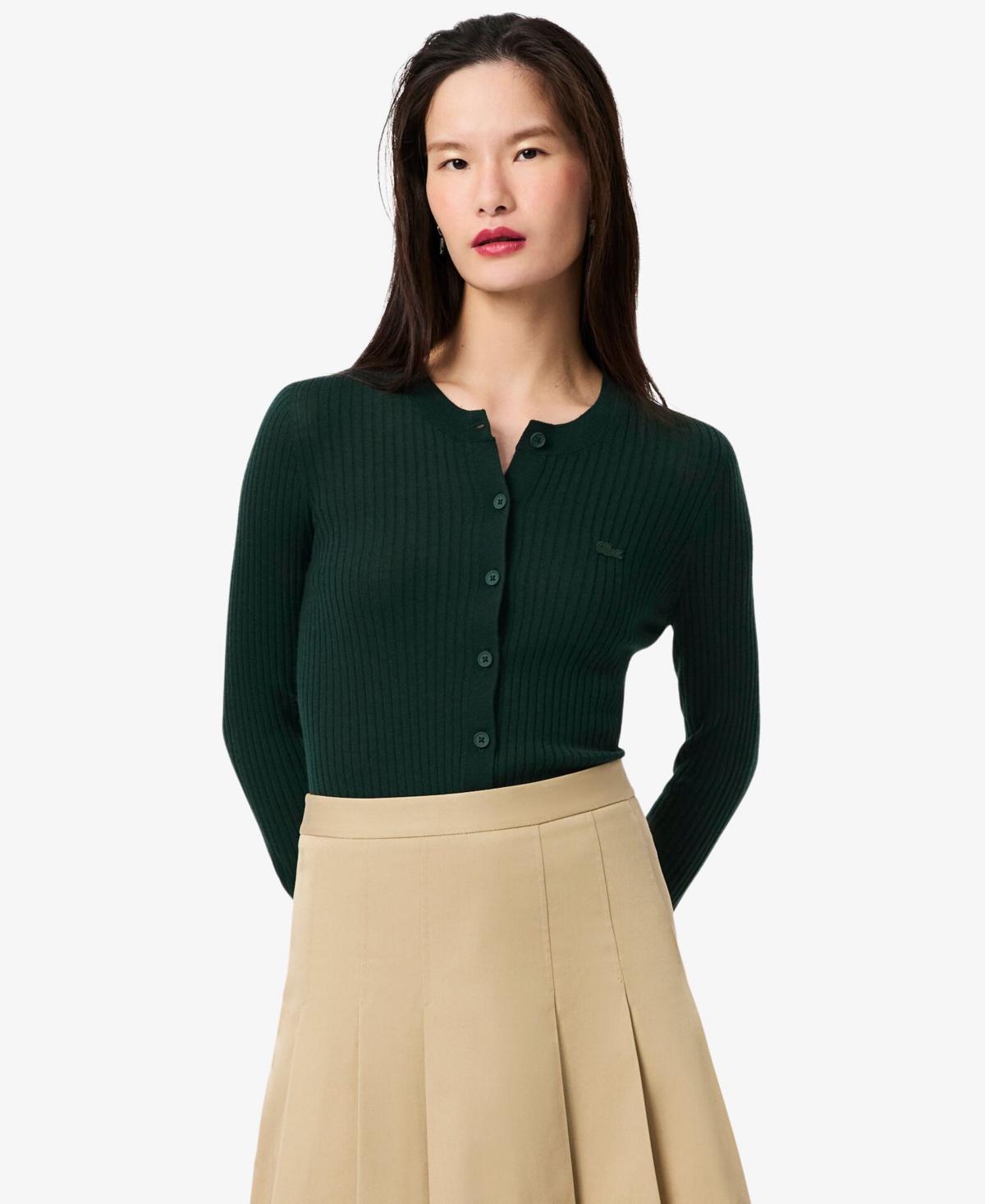 Click here for Lacoste Usa Womens Crewneck Sweater - Dark Green prices