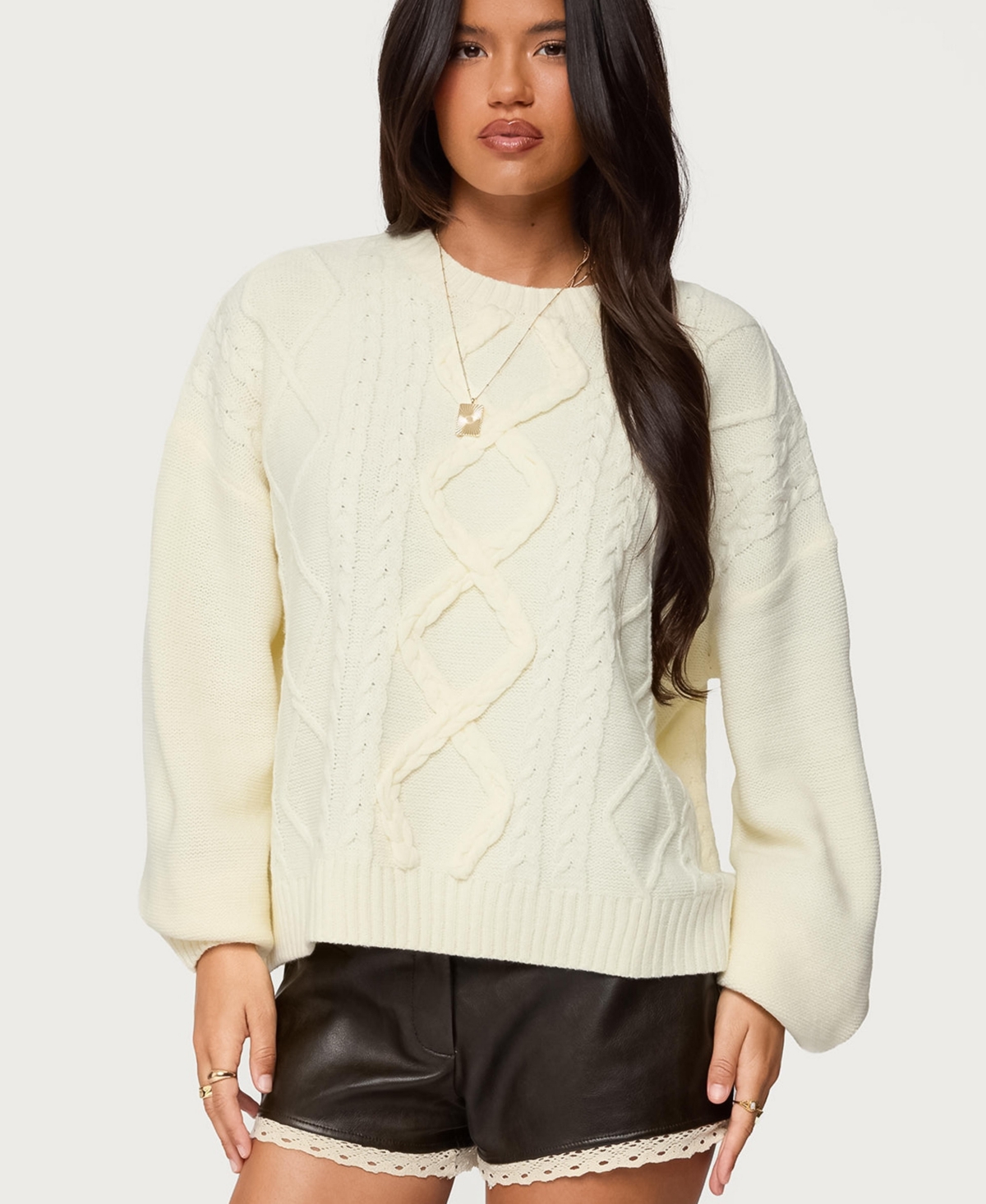 Click here for Edikted Womens Braided Cable Knit Oversized Sweate... prices