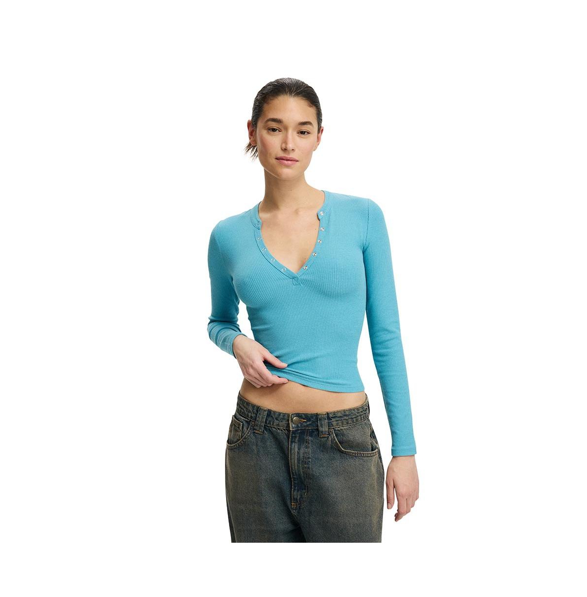 Click here for Cotton On Womens Ryan Henley Long Sleeve - Tanzani... prices