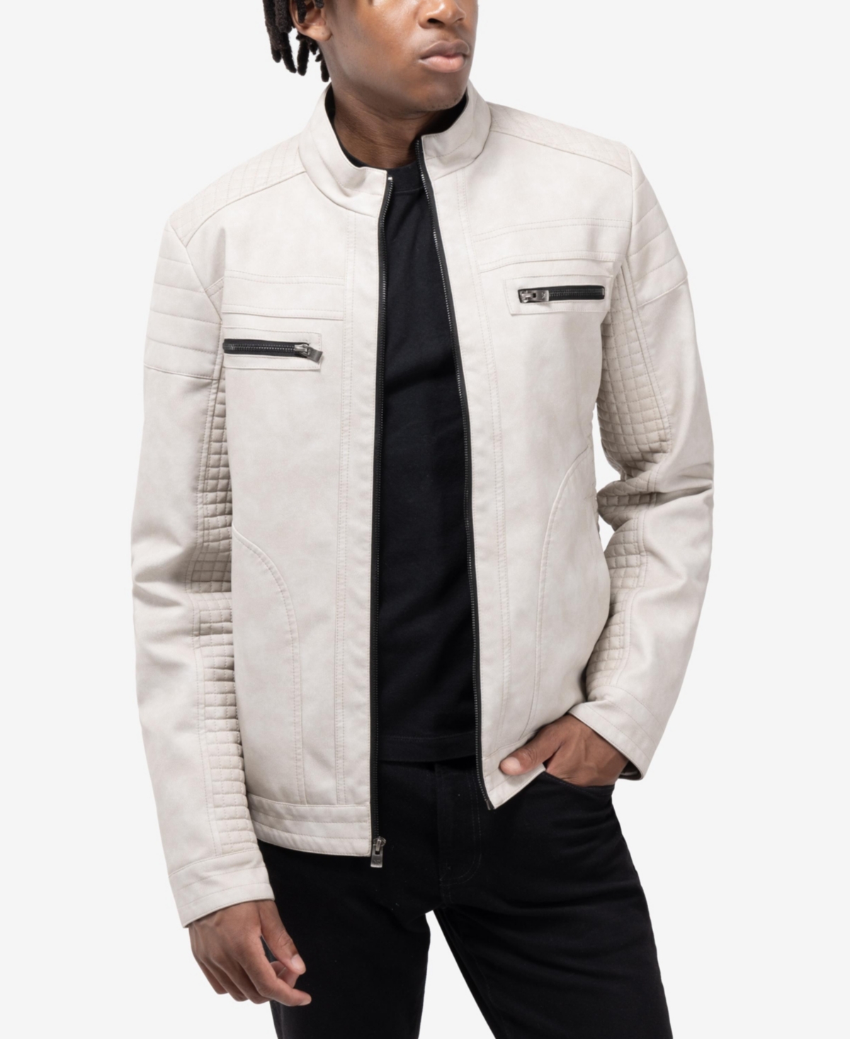 Click here for Xray Mens Pu Leather Jacket With Hood And Faux She... prices