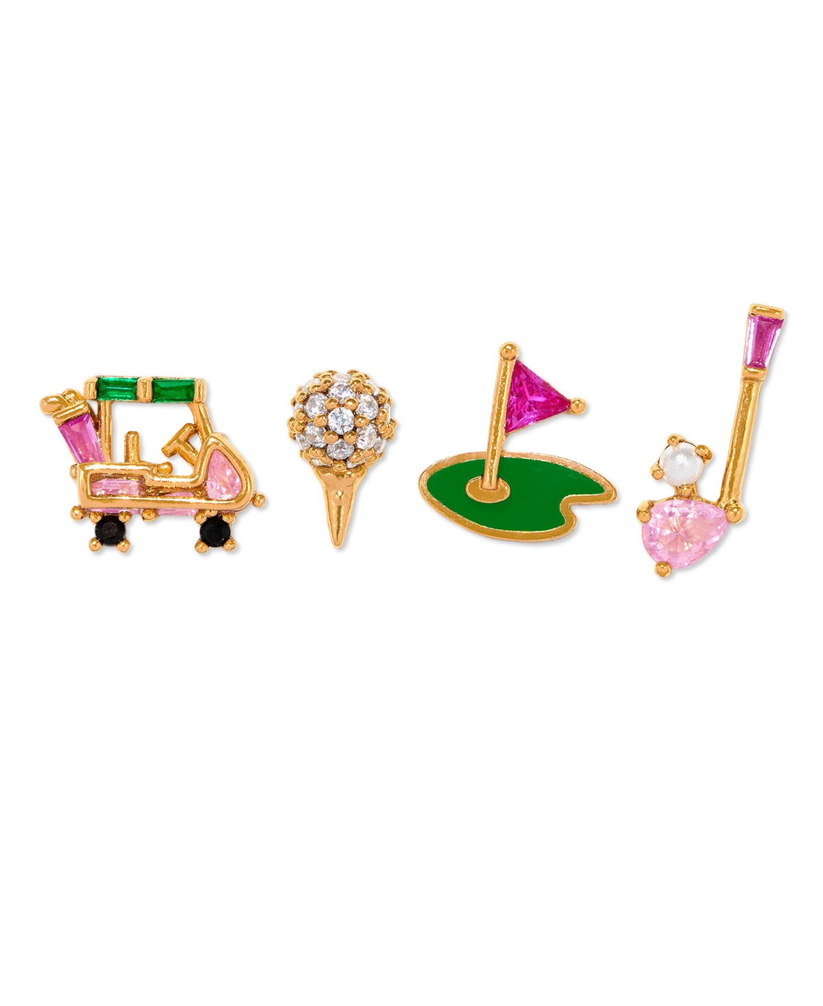 Click here for Girls Crew Crystal Gold Plated Hole In One Stud Se... prices
