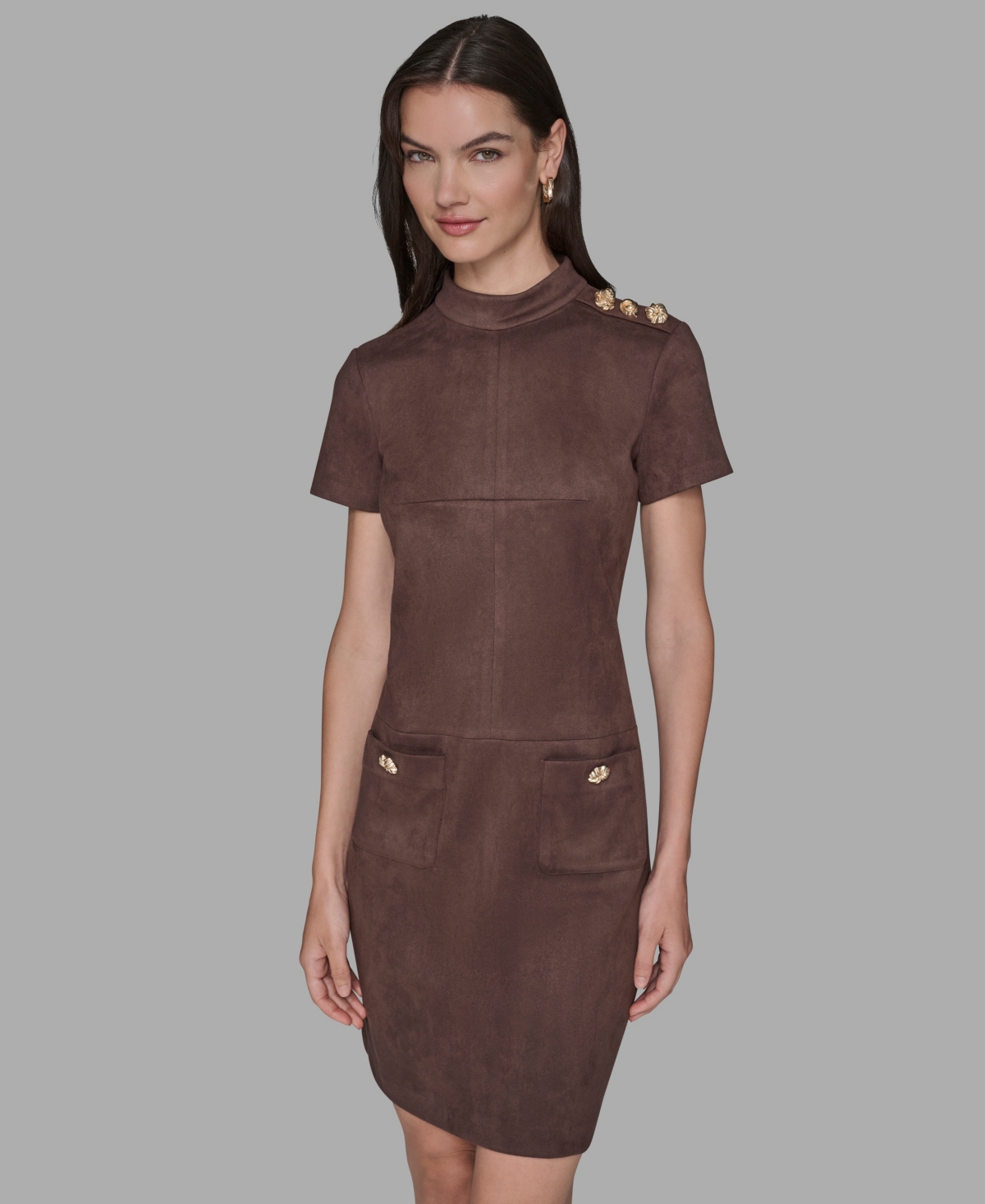 Click here for Karl Lagerfeld Paris Womens Mock Neck Pocket Dress... prices