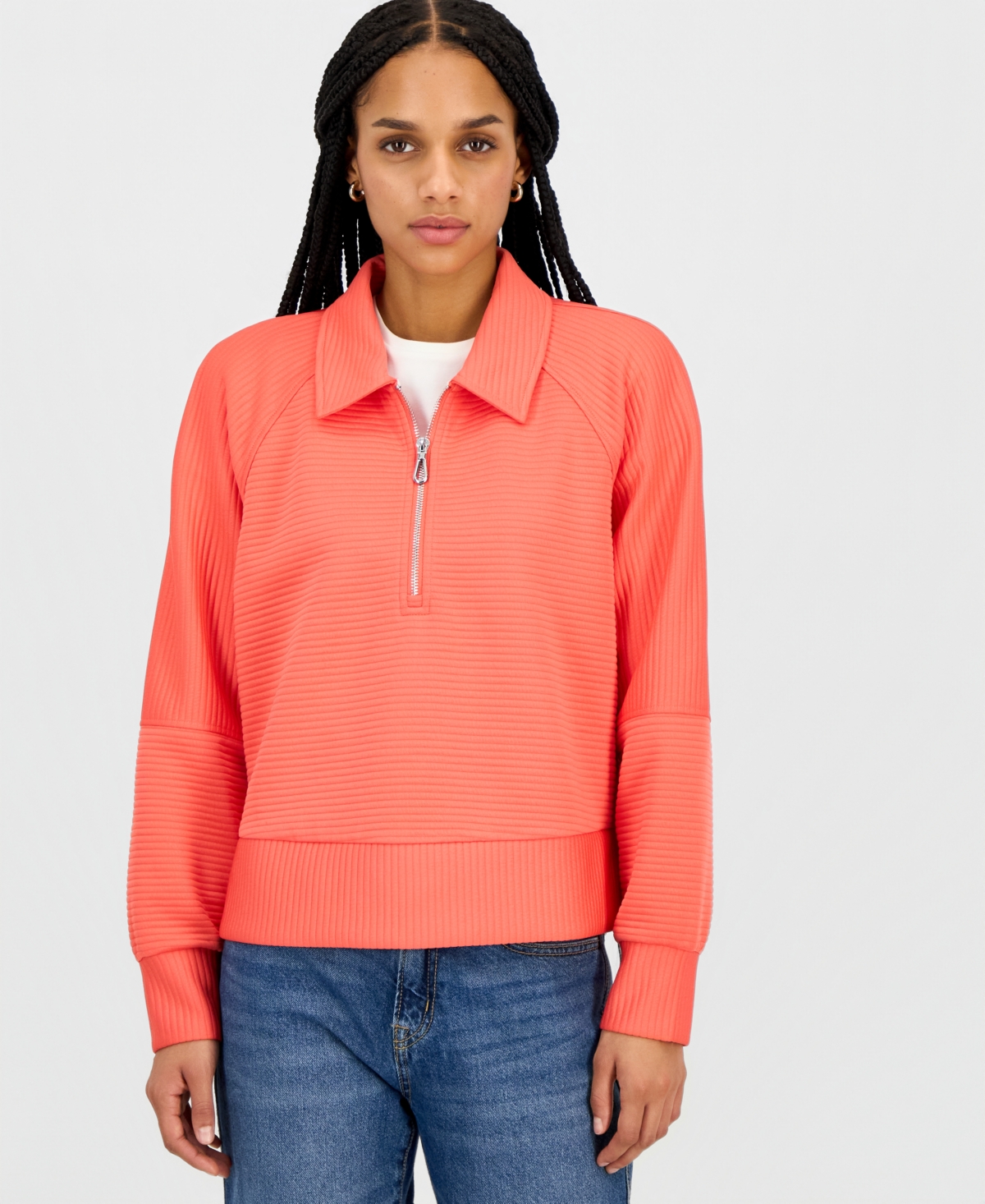 Click here for Nautica Womens Quarter Zip Ottoman Sweatshirt - Co... prices