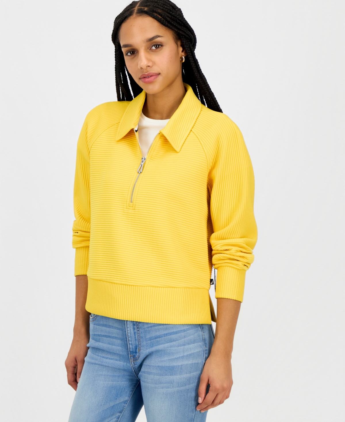 Click here for Nautica Womens Quarter Zip Ottoman Sweatshirt - De... prices