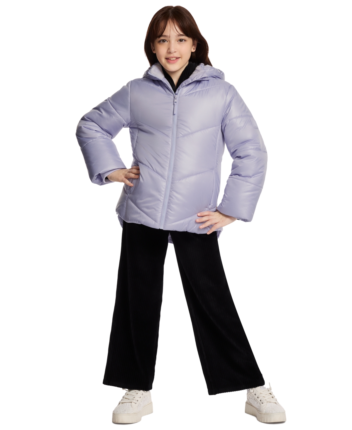 Click here for Calvin Klein Big Girls Curved Quilt Puffer with Ho... prices