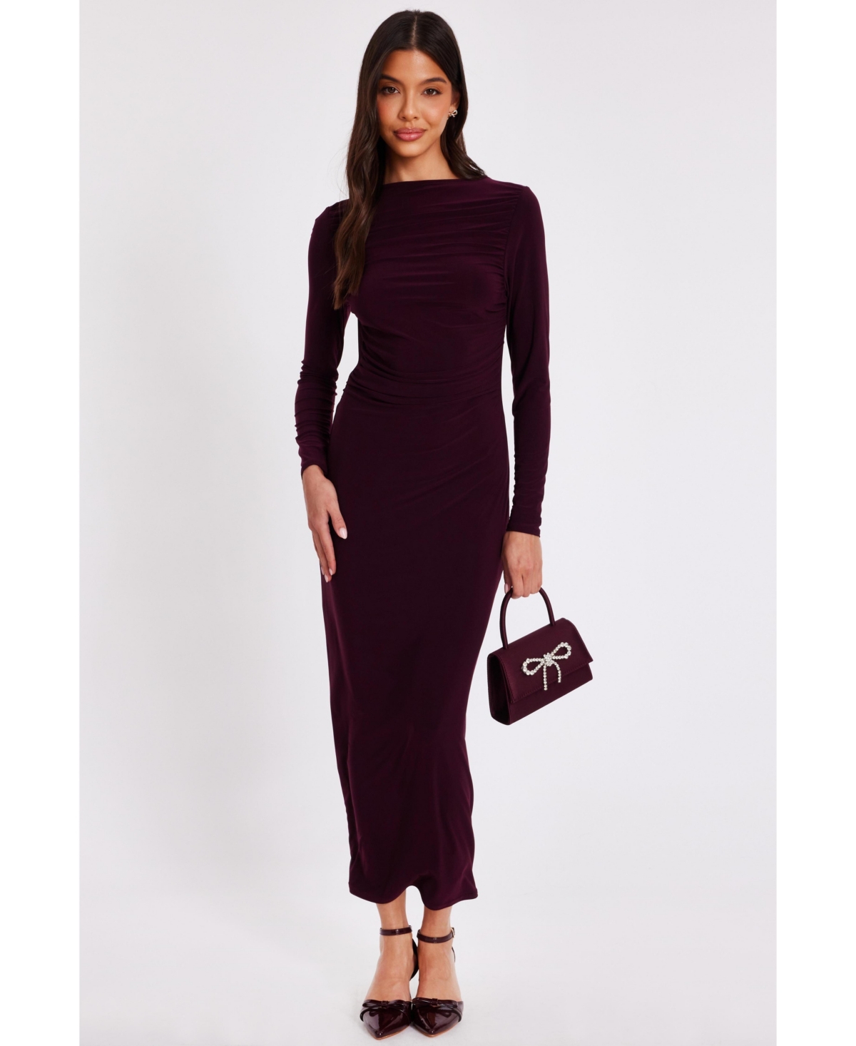 Click here for Quiz Womens Ity Long Sleeve Maxi Dress - Plum prices