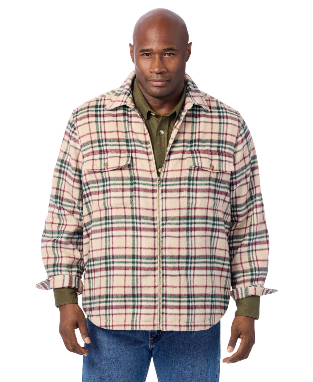 Click here for KingSize Mens Big & Tall Brawny Zip Up Shirt Jacke... prices