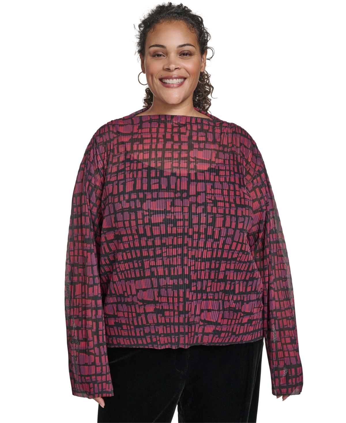 Click here for Calvin Klein Plus Size Printed Long Sleeves Top -... prices