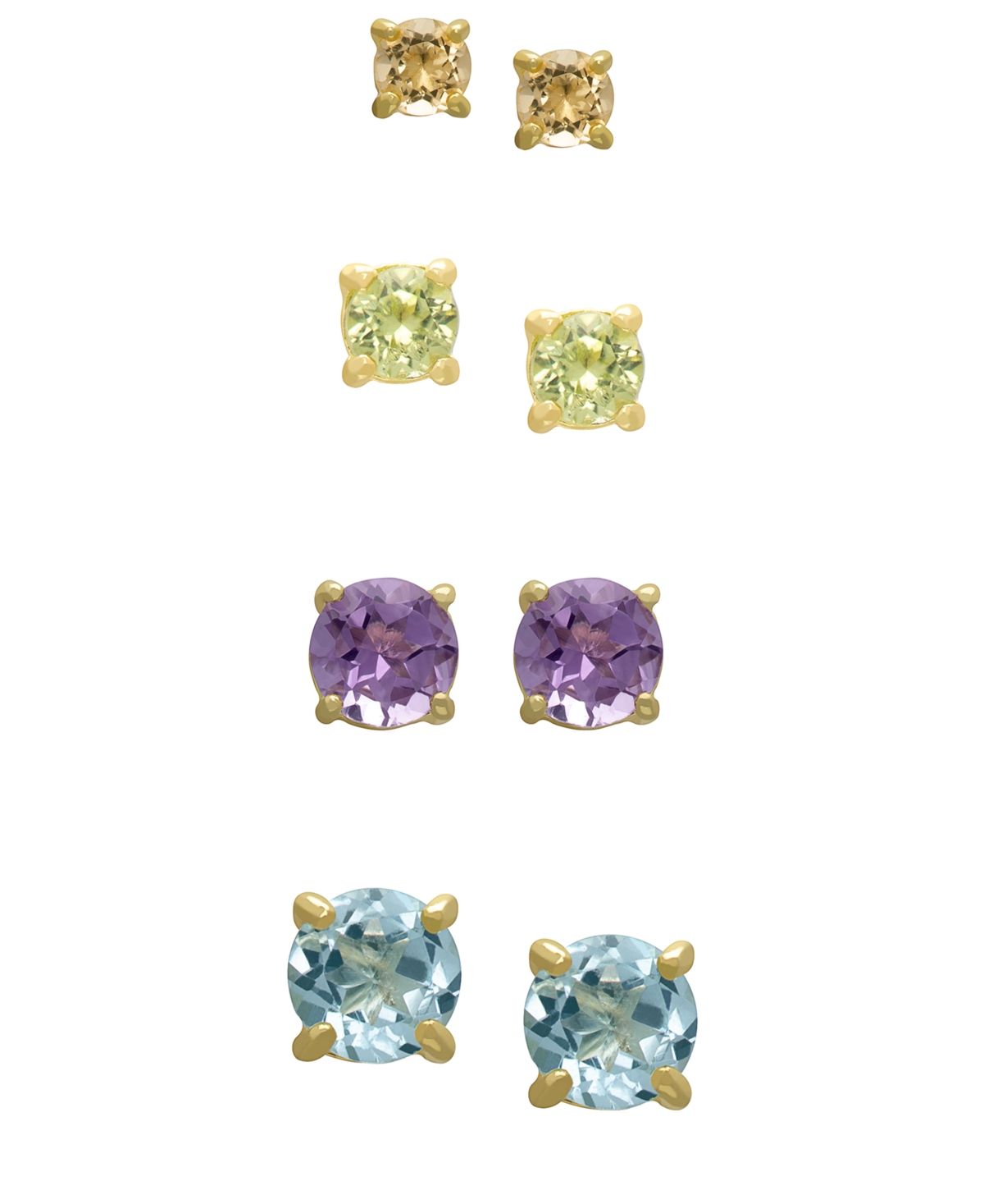 Click here for Macys 4-Pair Amethyst  Blue Topaz  Citrine and Per... prices