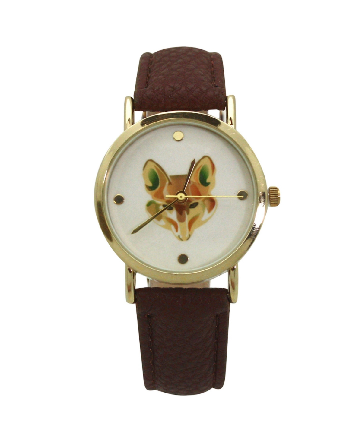 Click here for Olivia Pratt Brown Fox Face Leather Strap Watch -... prices