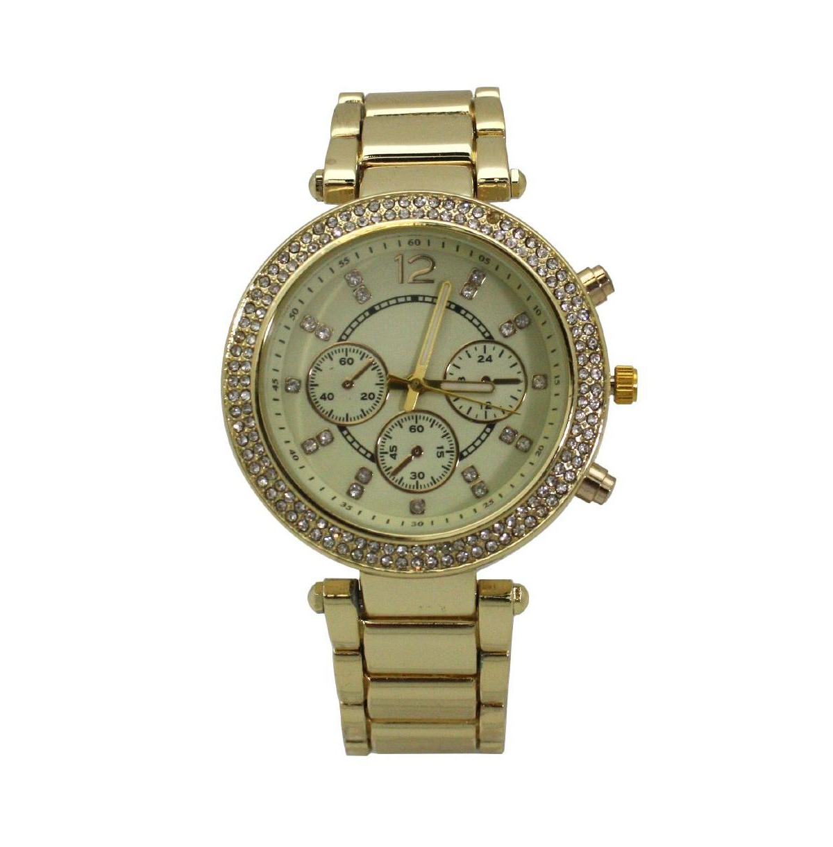 Click here for Gold Rhinestone Bezel Decorative Chronograph Watch... prices