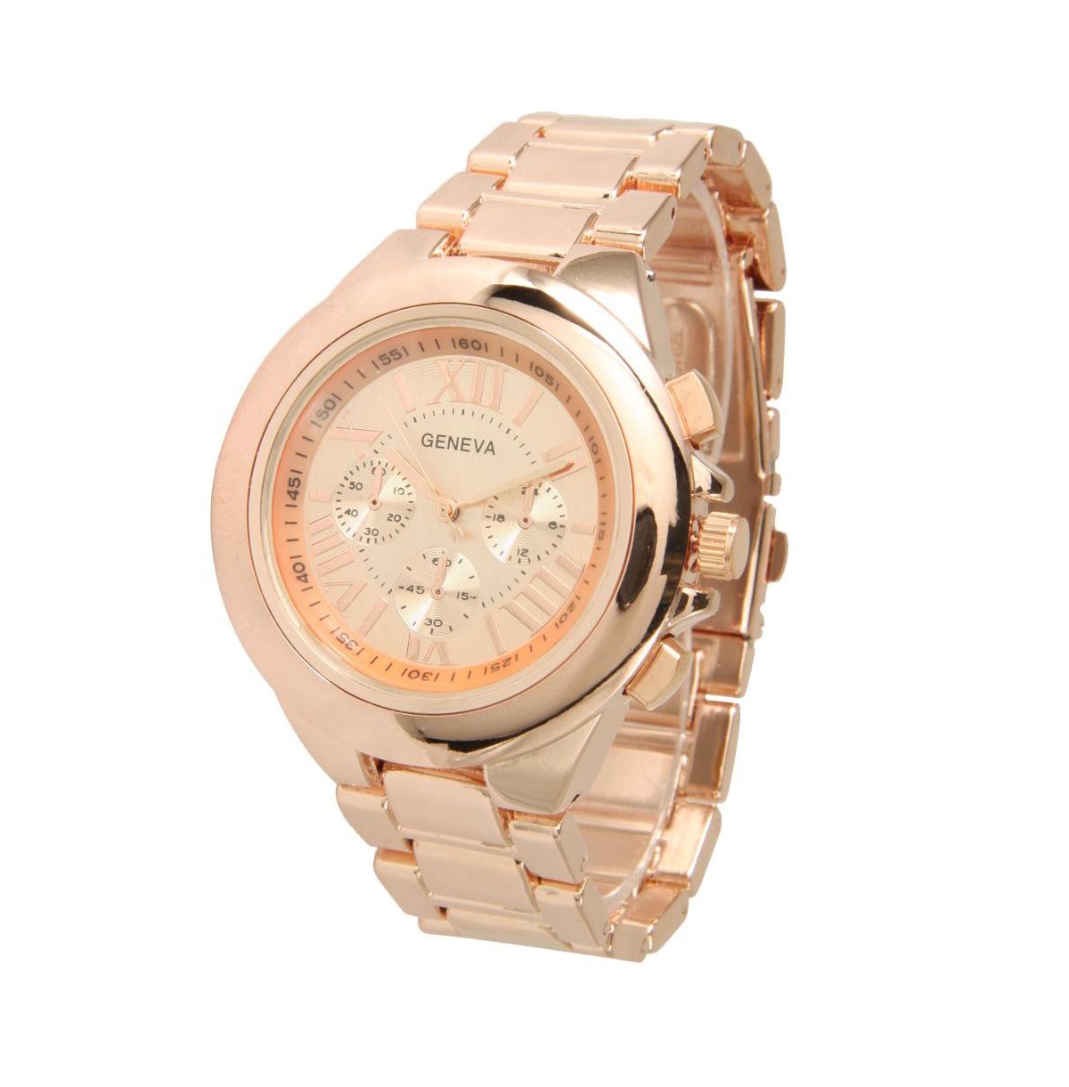 Click here for Olivia Pratt Rosegold Bold Bezel 3-Dial Metal Watc... prices