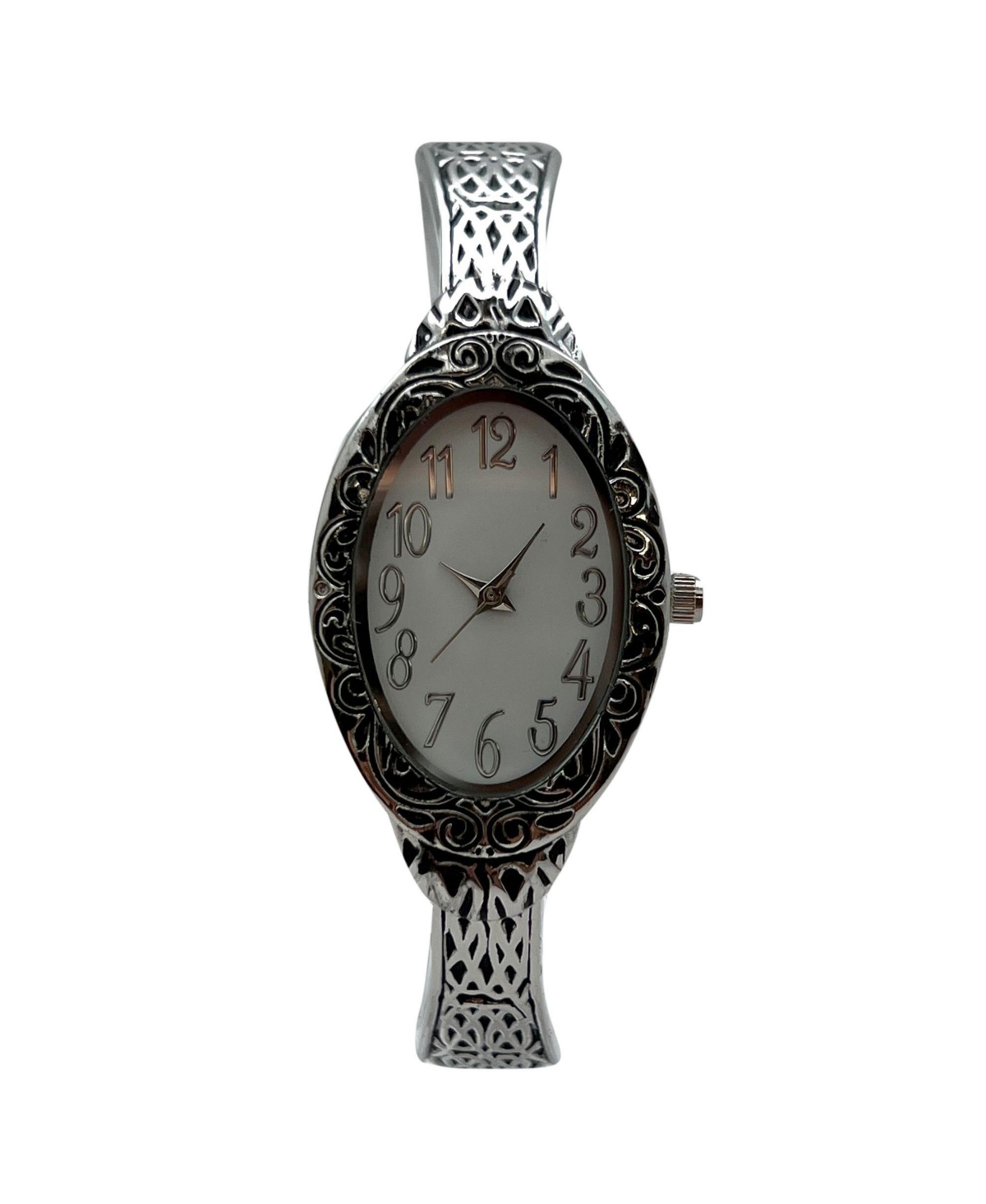 Click here for Olivia Pratt Silver Oval Face Elegant Textured Ban... prices