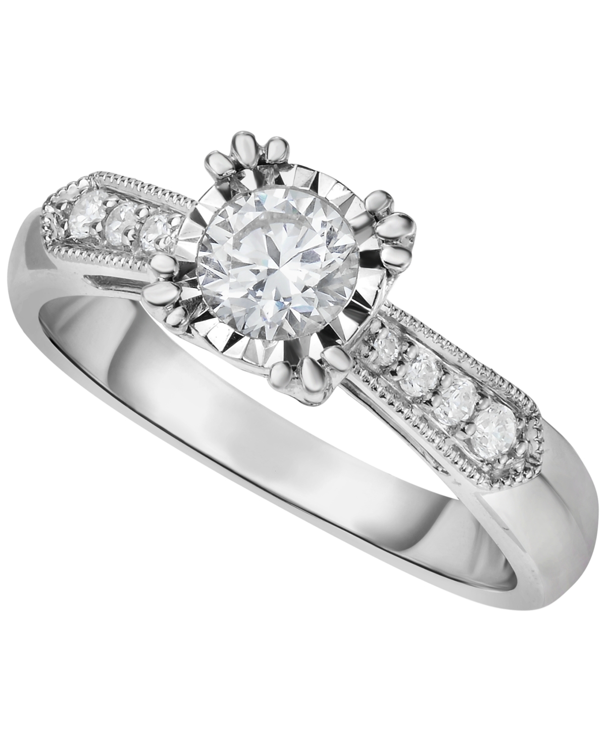 Click here for Macys Diamond Vintage-Like Fishtail Prong Engageme... prices
