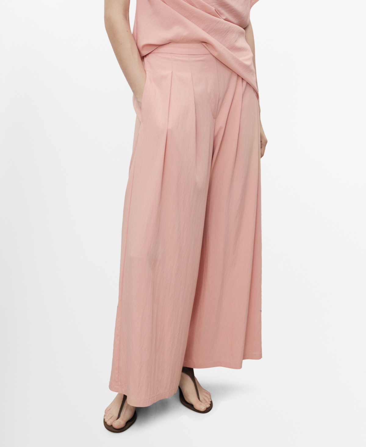 Click here for Mango Womens Dart Palazzo Pants - Pink prices