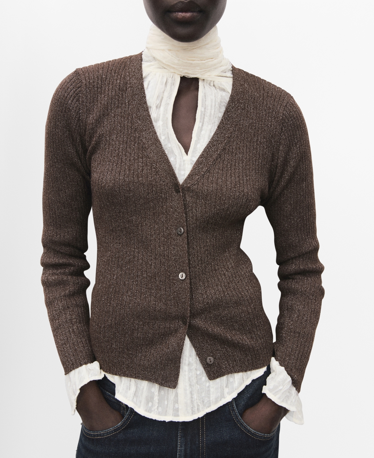 Click here for Mango Womens Ribbed Knitted Cardigan - Chocolate prices