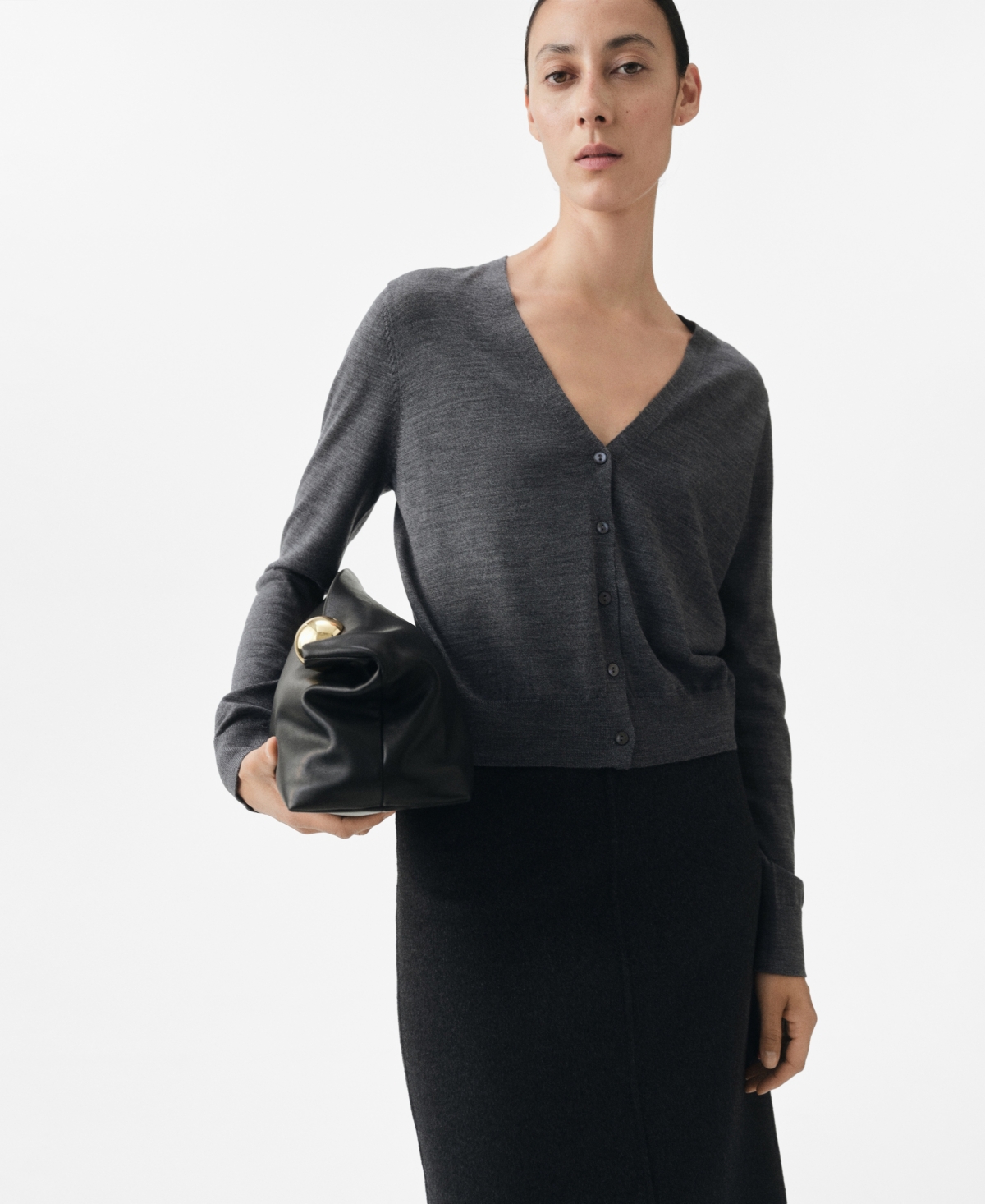 Click here for Mango Womens Wool V-Neck Cardigan - Medium Heather... prices